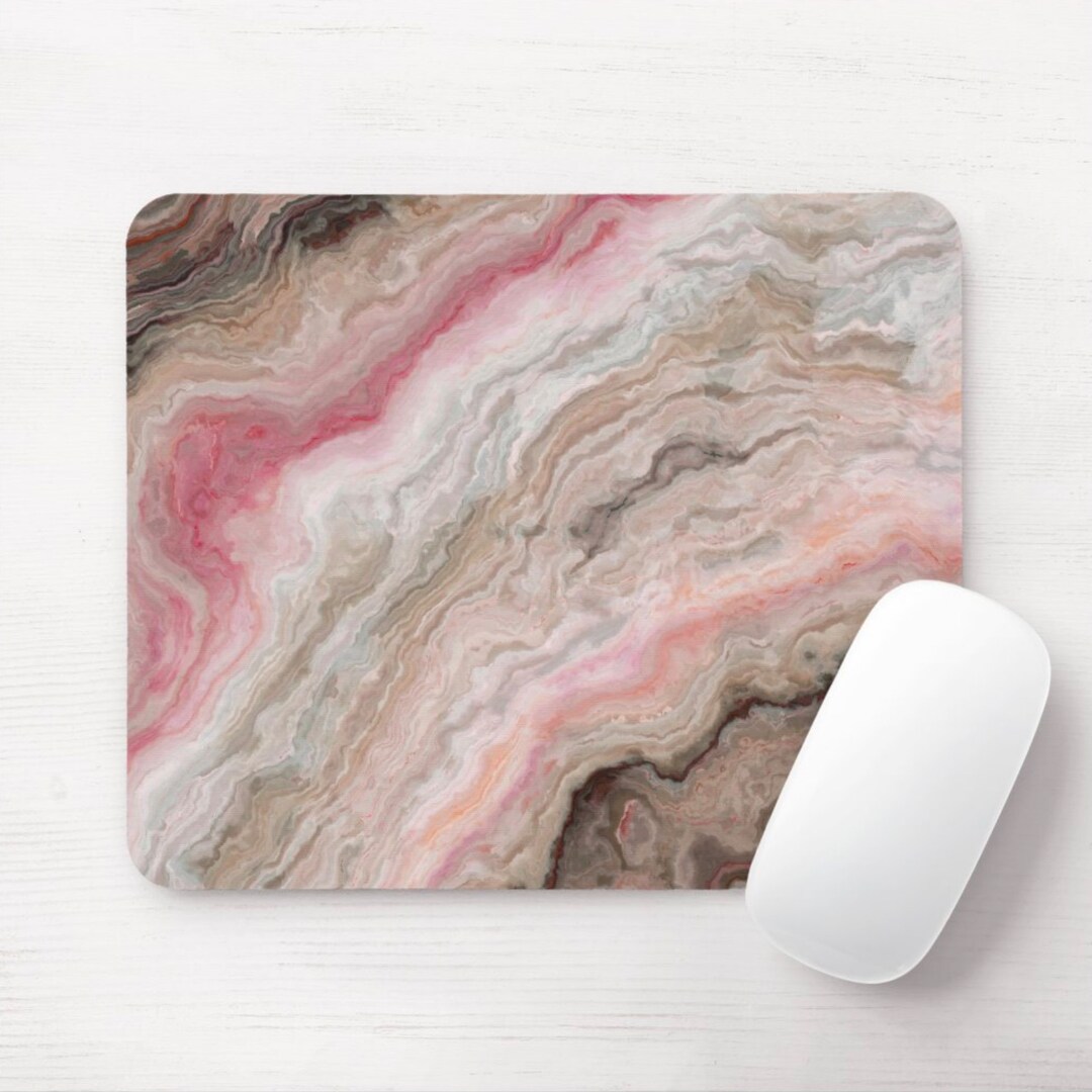 Pink Onyx Mouse Pad, Pink & Beige Mousepad, Faux Marble/marbled Veined ...