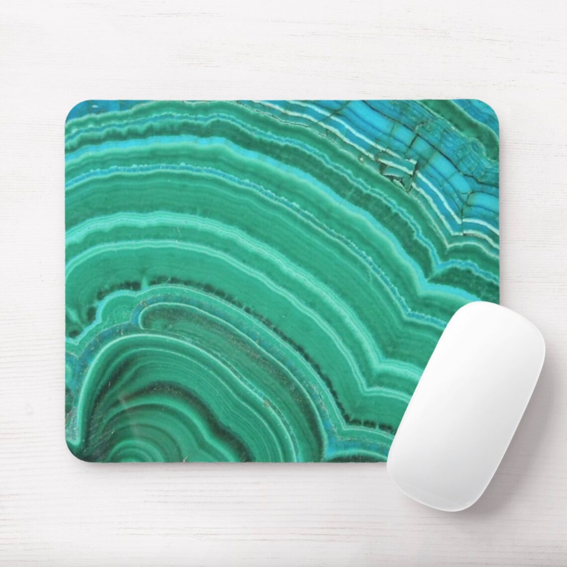 Malachite Bright Green Print Mouse Pad Veined Stone/marble - Etsy