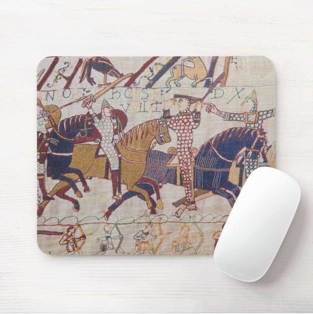 Tapestry Mouse Pad, Medieval Printed Mousepad, Beige/navy/ochre/red ...