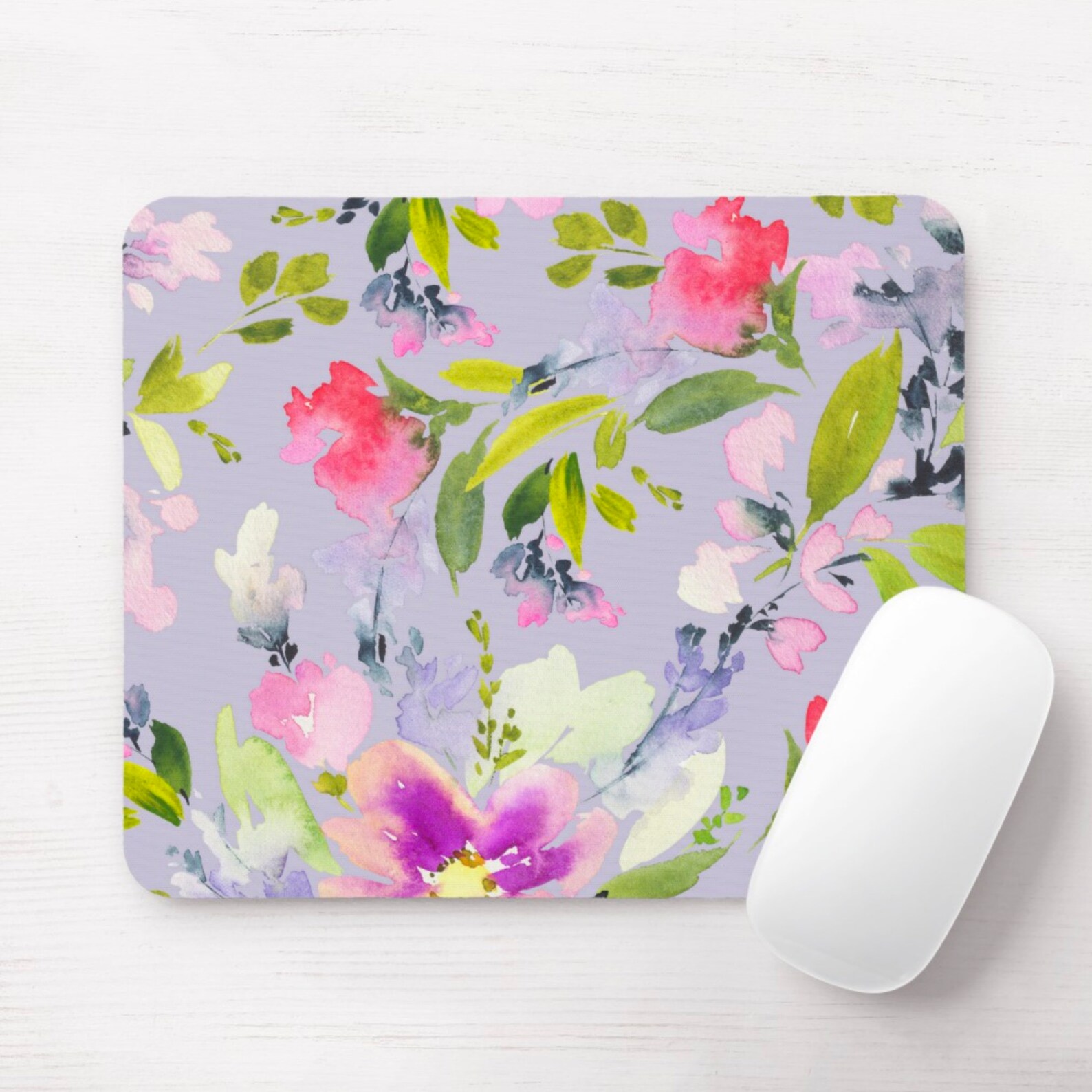 Lilac Watercolor Flowers Mouse Pad Colorful Floral Light - Etsy