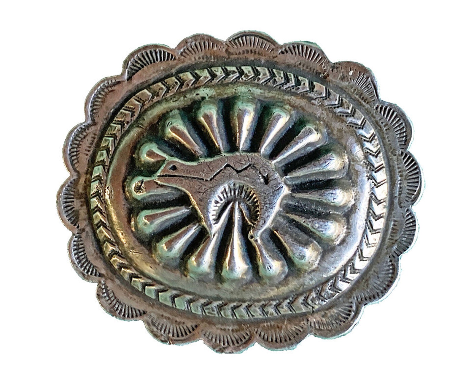 Vintage Hopi or Zuni Indian Silver Concho Belt Buckle Bear Heartline ...