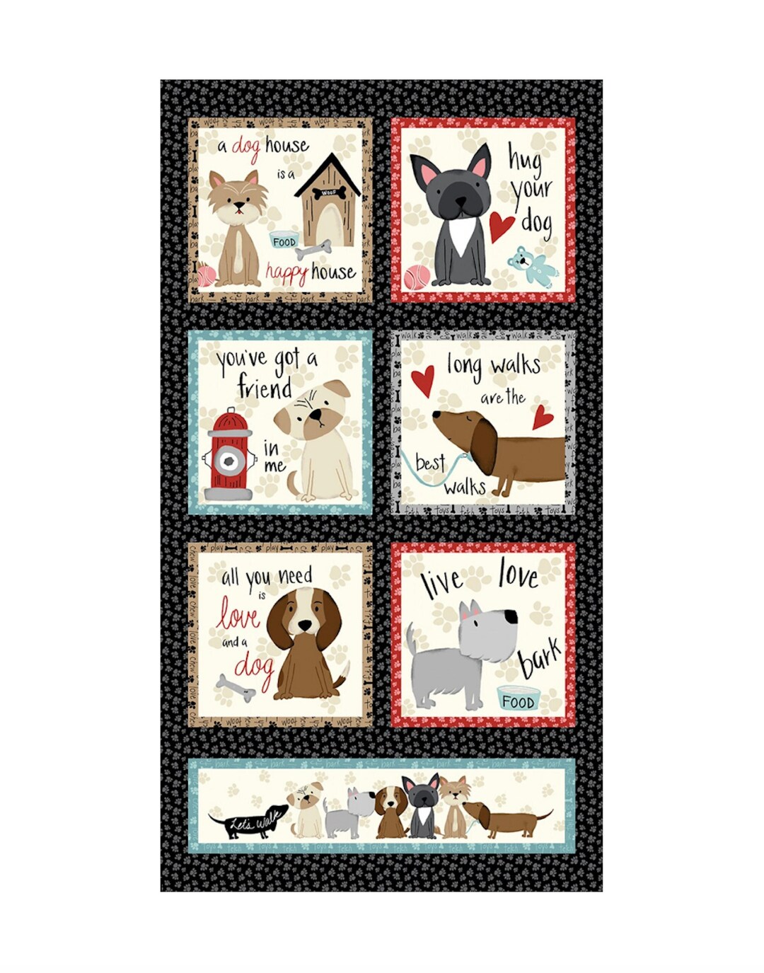 Pawsitively Awesome Panel With 10 Inch Blocks 7455PS-99 is 24 Inches ...