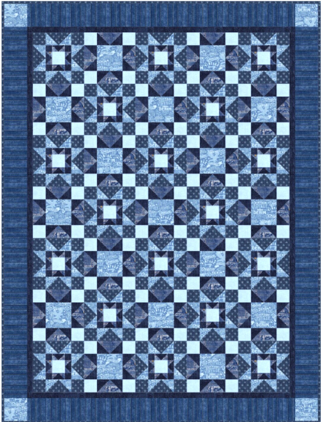 Denim Comfort Quilt Kit BLUE JEAN Quilt Kit (faux) Singin' the Blues by ...