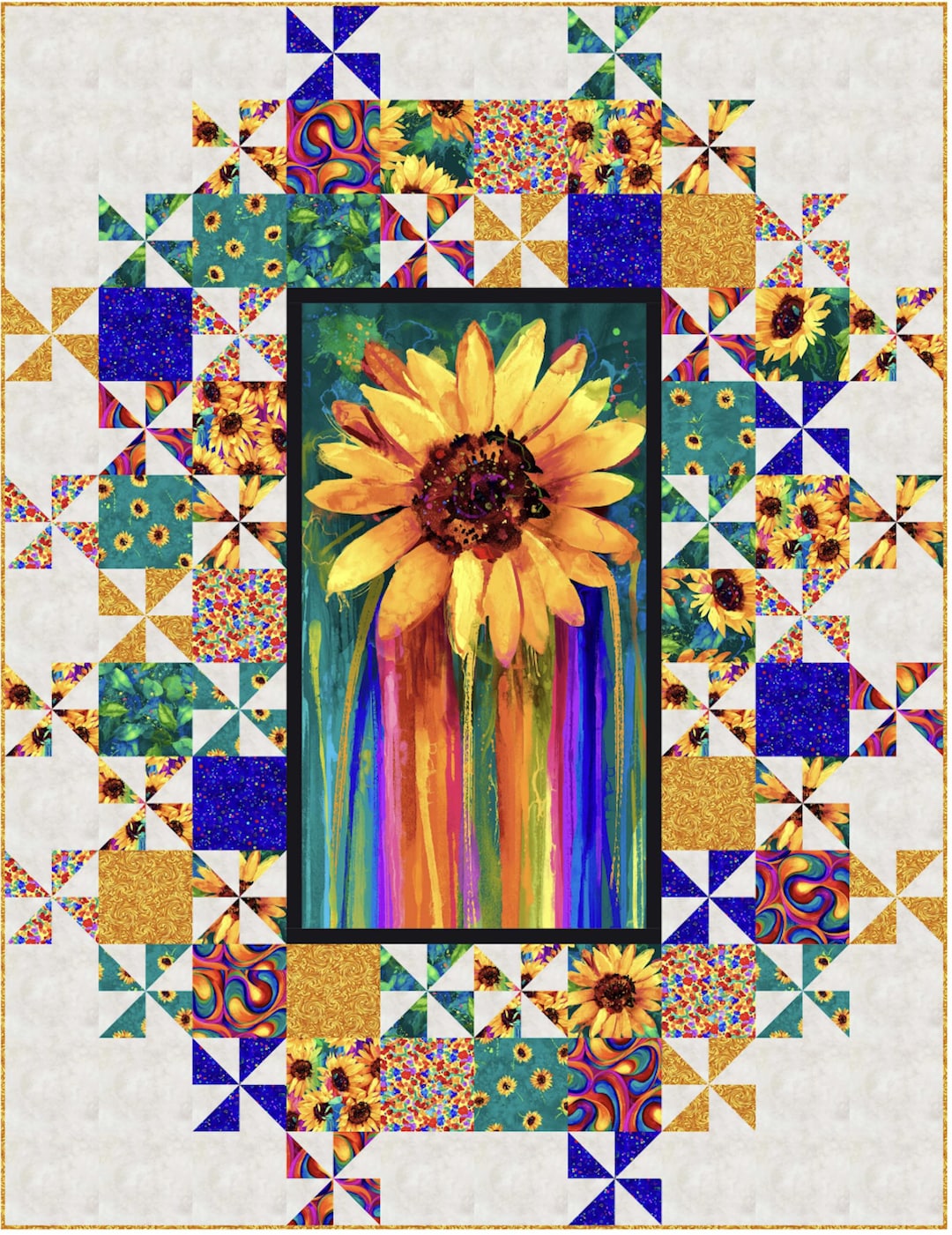 Sunflower Sundance Quilt Kit 60" X 78" by Timeless Treasures Grand ...