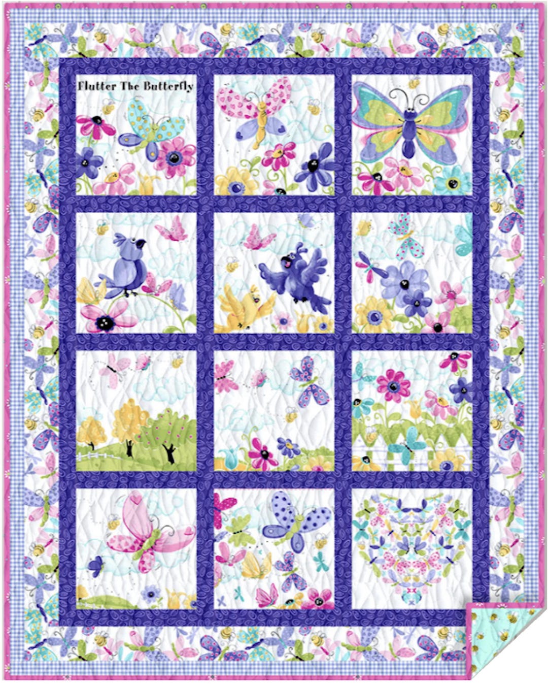 Flutterby Storybook Quilt Kit - Butterfly Fabrics by Susybee PURPLE ...