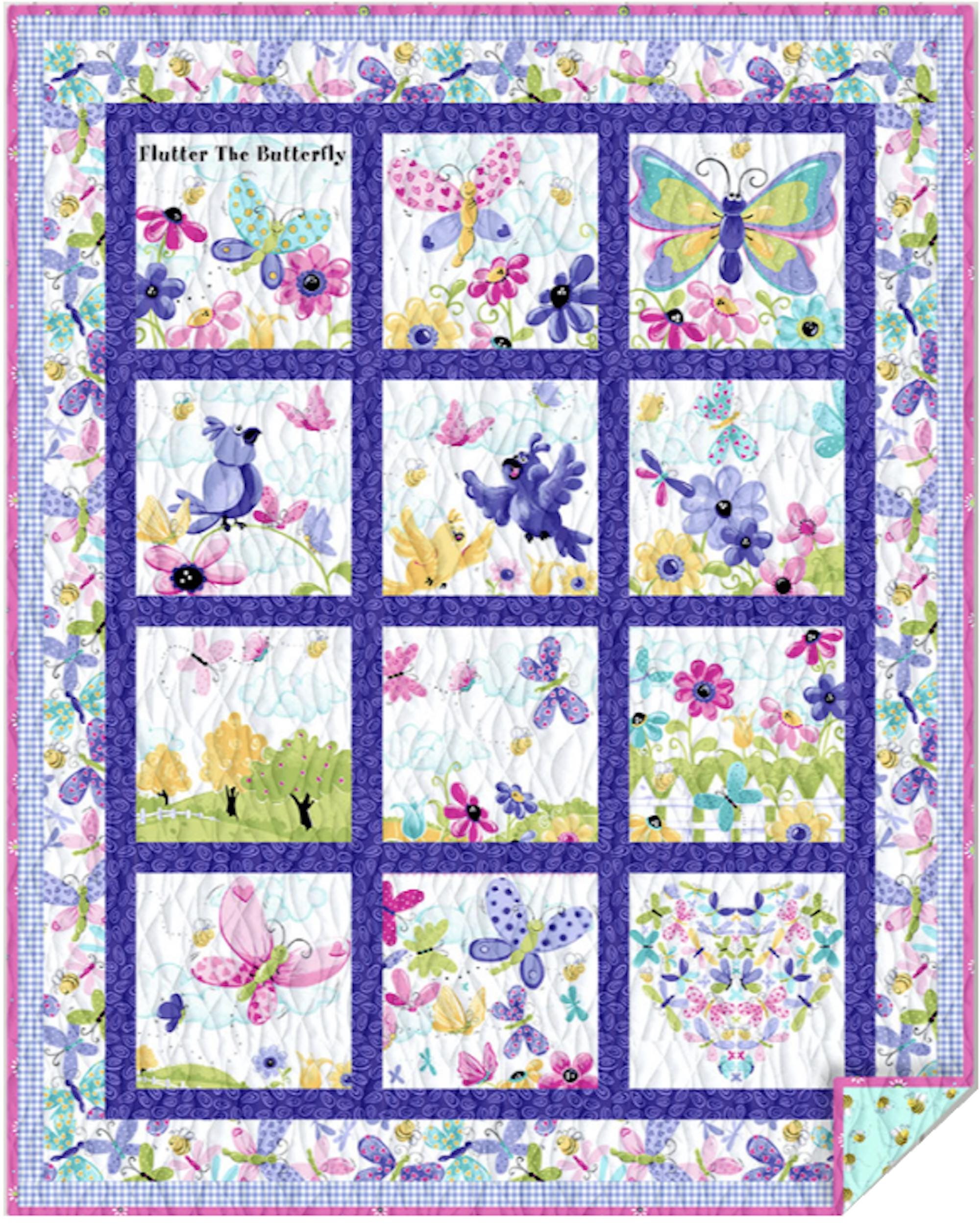 Flutterby Storybook Quilt Kit - Butterfly Fabrics by Susybee PURPLE ...