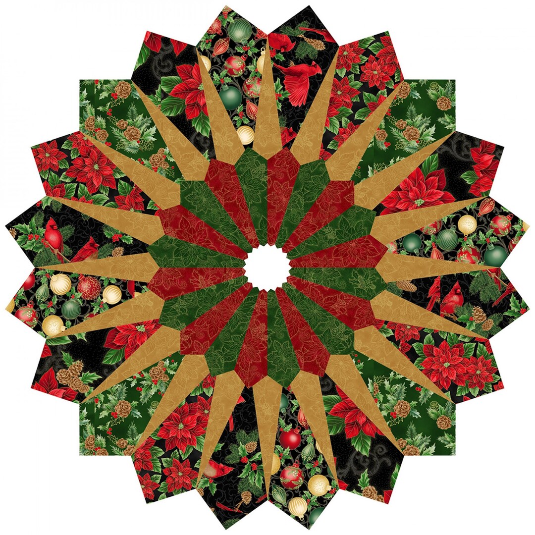 TREE SKIRT! BLACK Tree Skirt Dresden Quilt Kit by Hoffman Fabrics ...