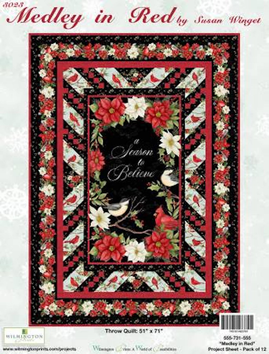 Medley in Red Quilt Kit 51"x71" Christmas Cardinal Panel Quilt Kit by ...