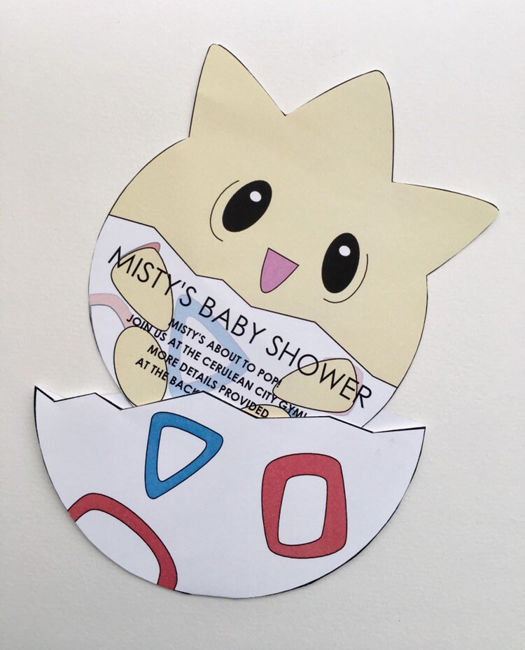 Togepi Baby Pokemon Invitation, Pokemon Go Theme Birthday, Baby Shower ...
