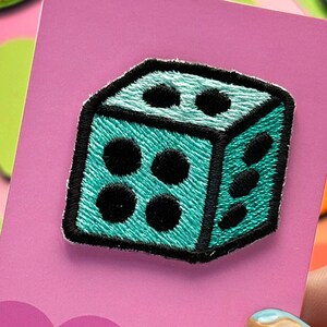Roll the Dice Patch, Pink Embroidered Iron-on Lapel Patch - Denim Jacket Patches - Etsy