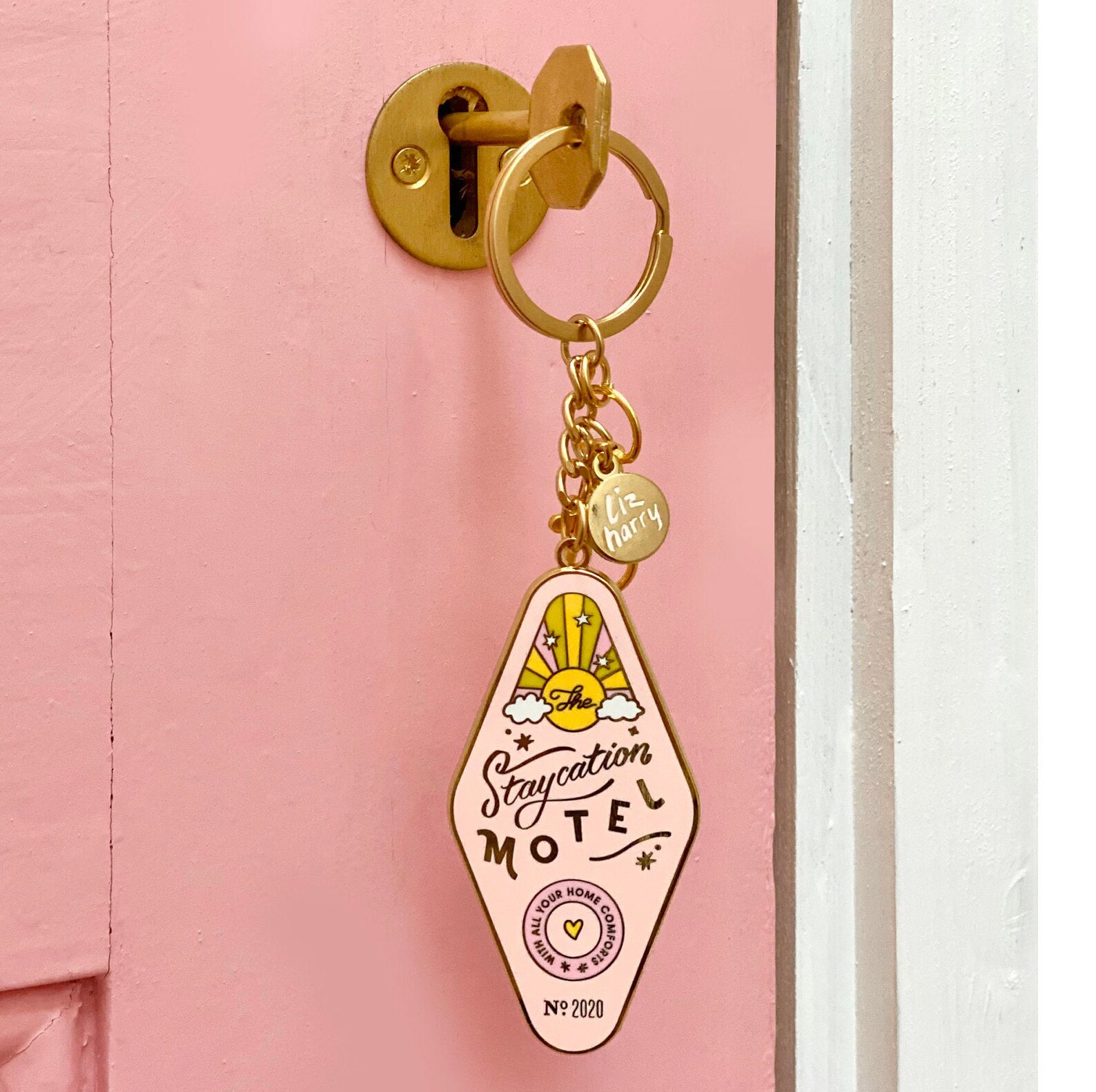 Staycation Motel Keychain Isolation Keyring Pastel Pink - Etsy UK