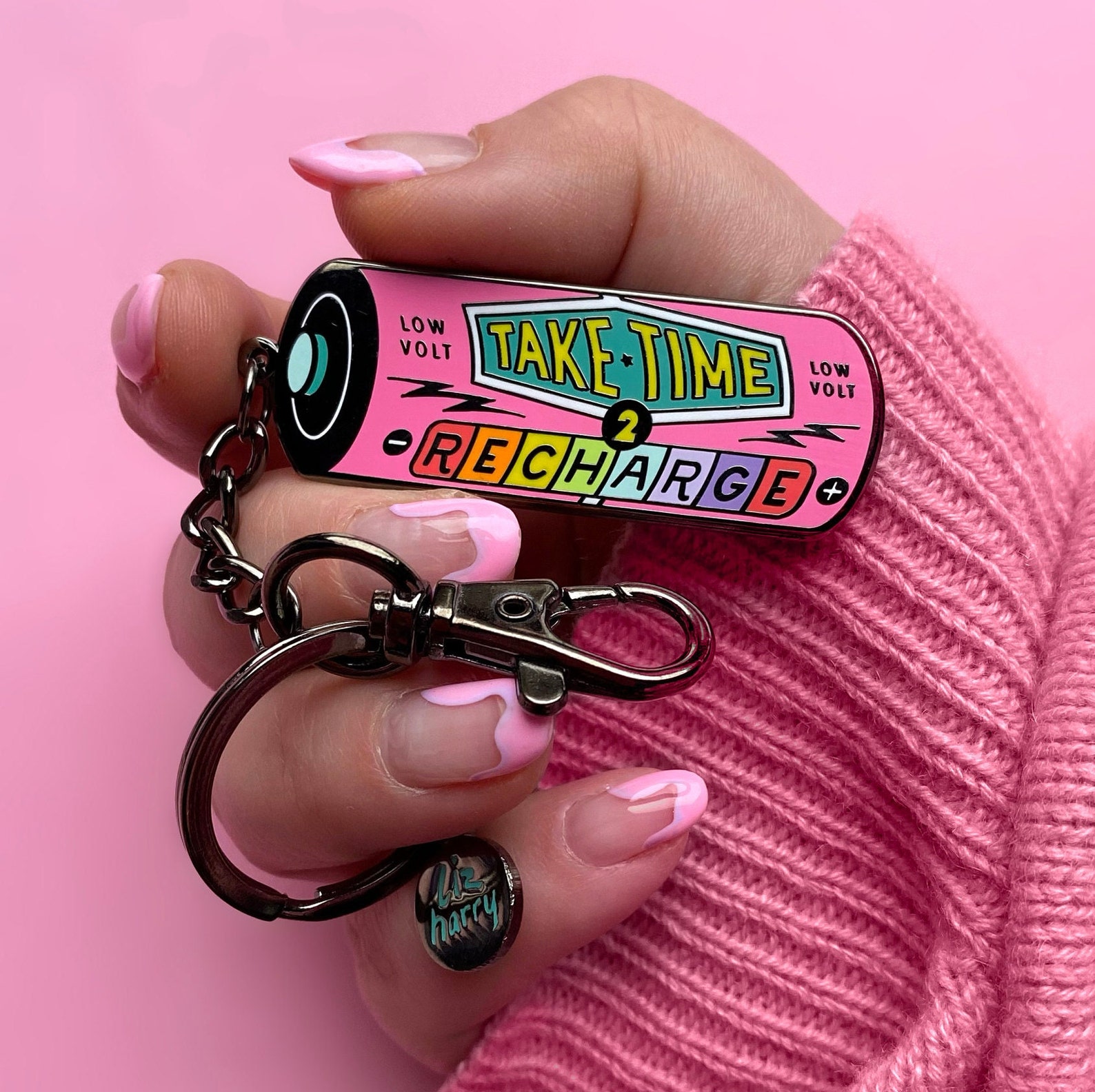 Take Time to Recharge Battery Keychain - Mental Health Keyring Purse ...