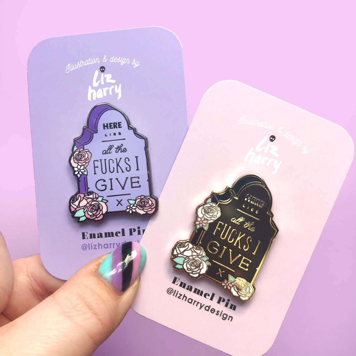 Sweary Tombstone Enamel Pin "here Lies All the Fucks I Give" - Etsy