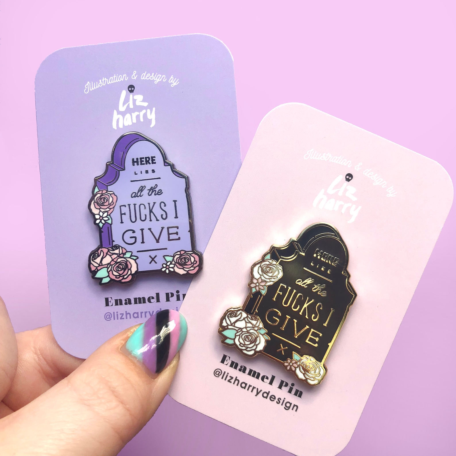 LILAC Gravestone Pin - Here Lies Pin - Sweary Pin - Grave Pin - Pastel ...
