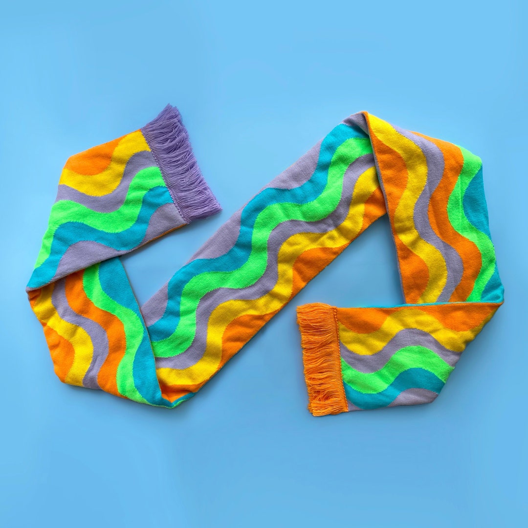 Wavy Baby Knitted Vegan Scarf - Unisex Acrylic Wool Adult Scarf ...