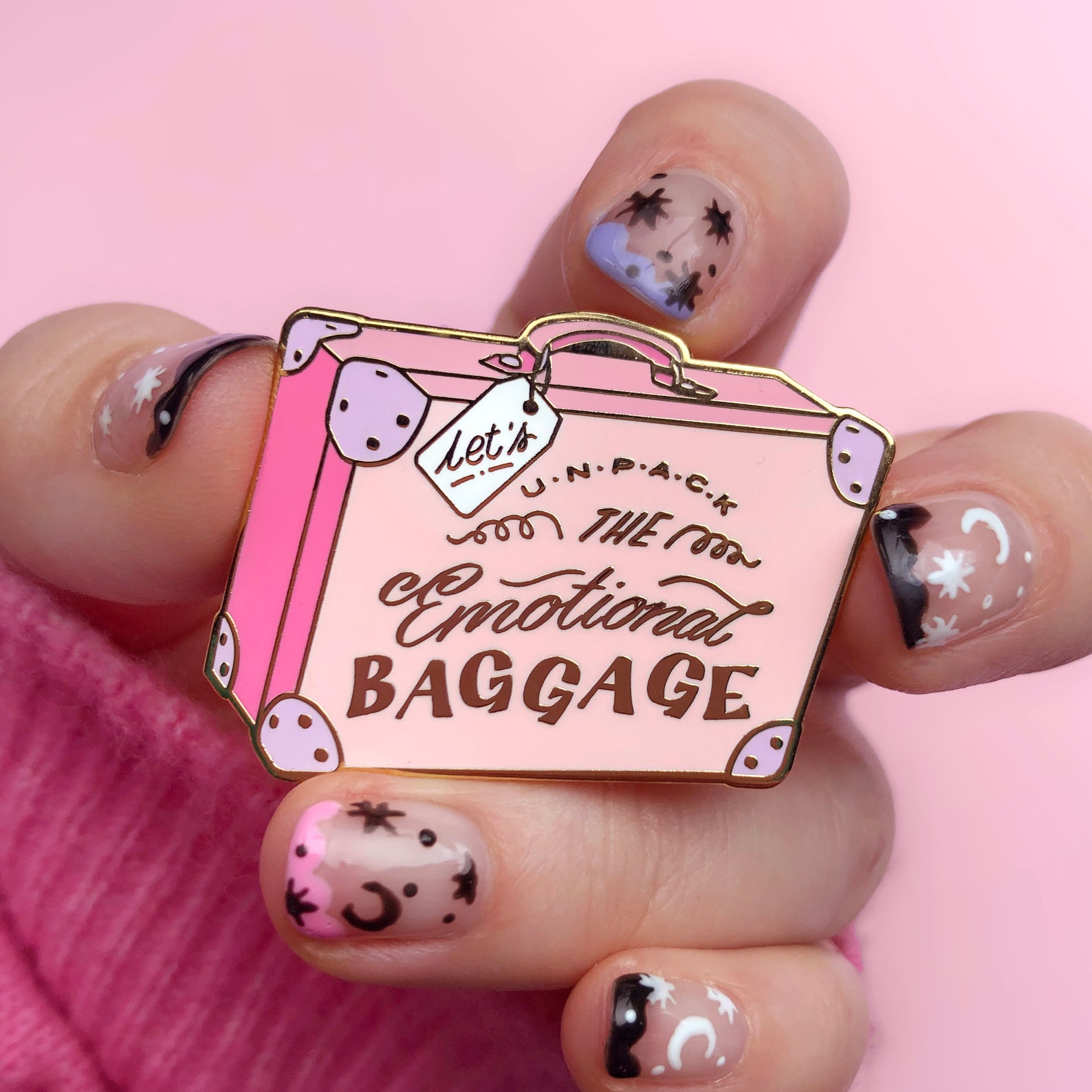 Emotional Baggage Suitcase Enamel Pin - Mental Health Pin - Retro ...