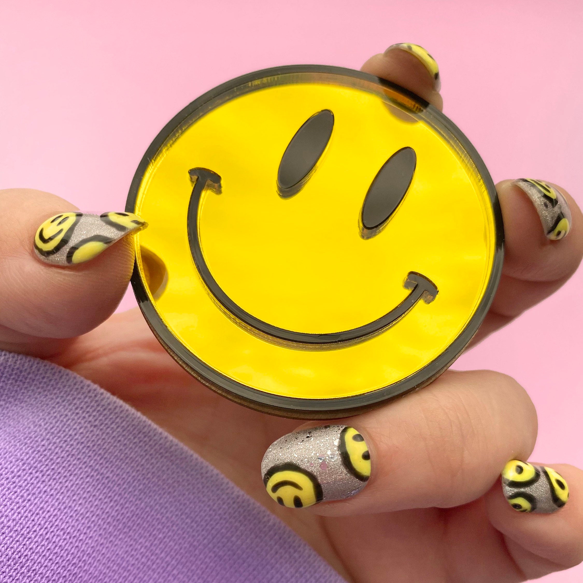Smiley Face Laser Cut Brooch OR Hair-clip - Smiley Pin - Laser Cut ...