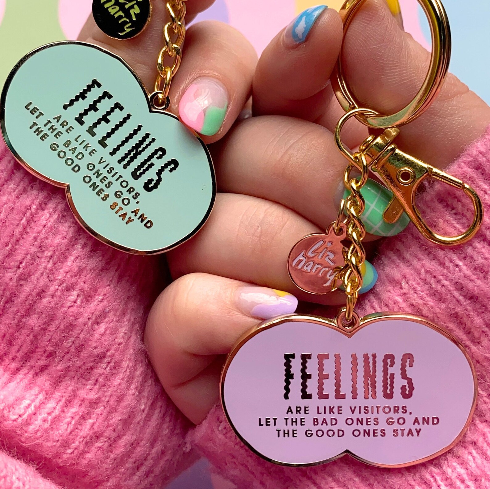 Mixed Emotions Keychain - Mental Health Keyring Purse Charm - Positive ...