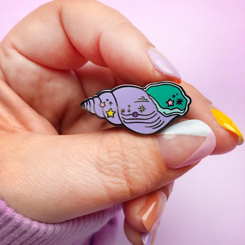 LILAC or PINK Shell Pin Little Mermaid Pin Beach Pin | Etsy