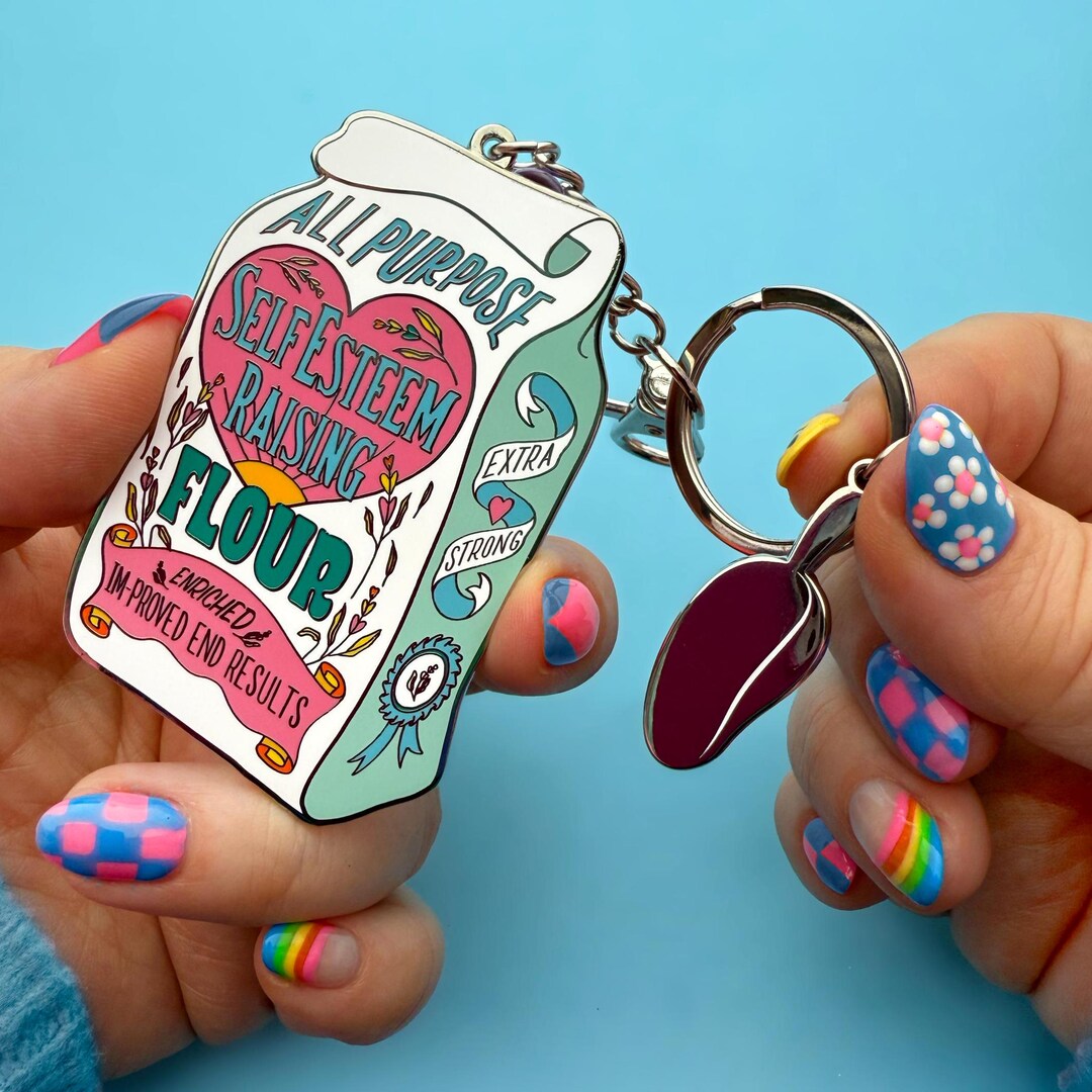 Self Esteem Raising Flour Bakers Keychain - Mental Health Keyring Purse ...