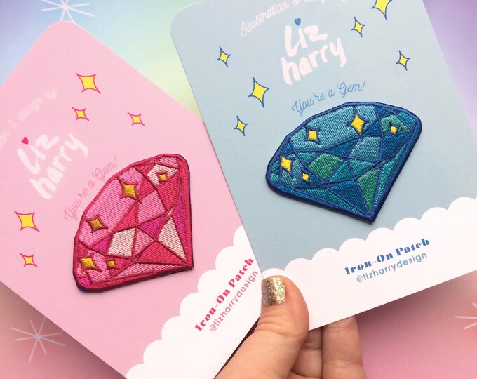 Gemstone Patch - Diamond Patch - Gem Patch - Embroidered Patch - Pastel ...