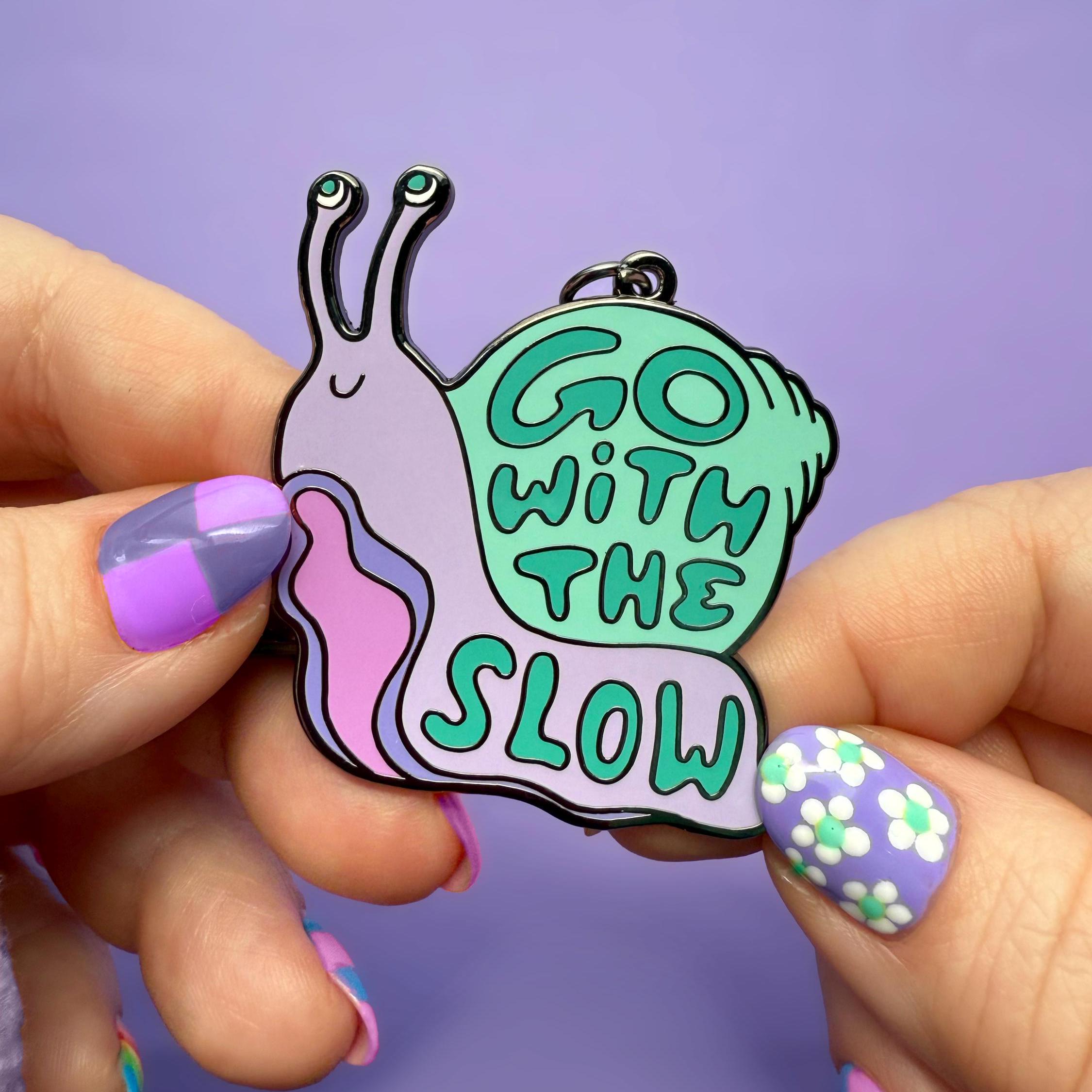 Go With the Slow Snail Keychain Gift - Mental Health Insect Nature ...