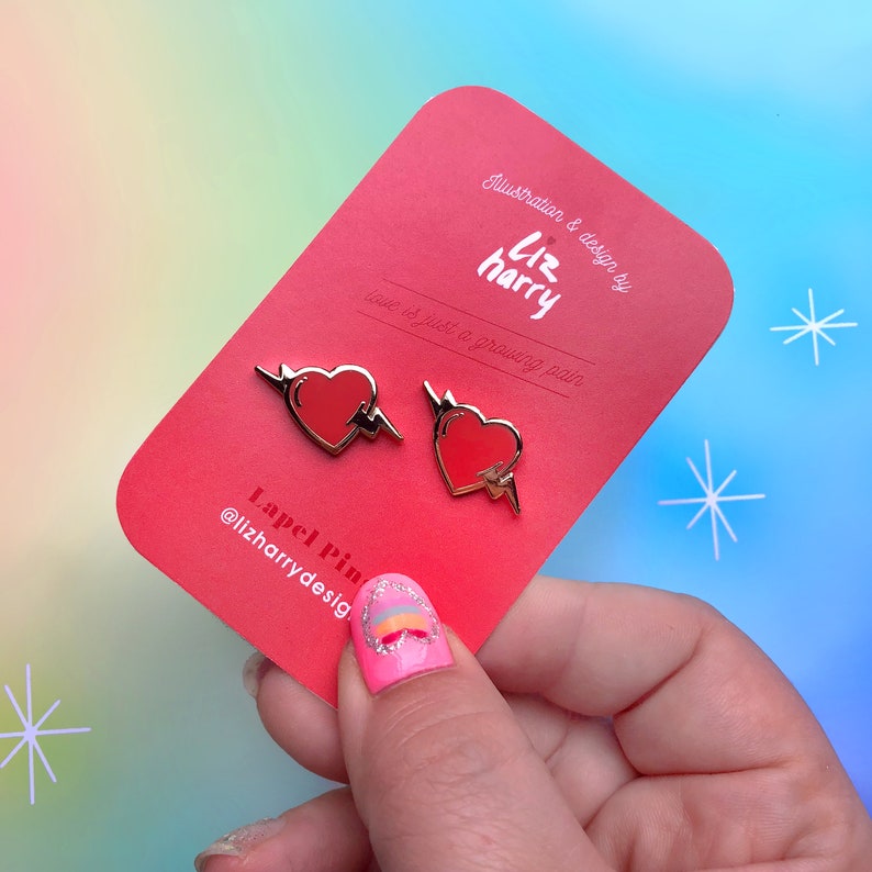 Heart Lapel Pin Set Electric Heart Pins Lapel Pins | Etsy