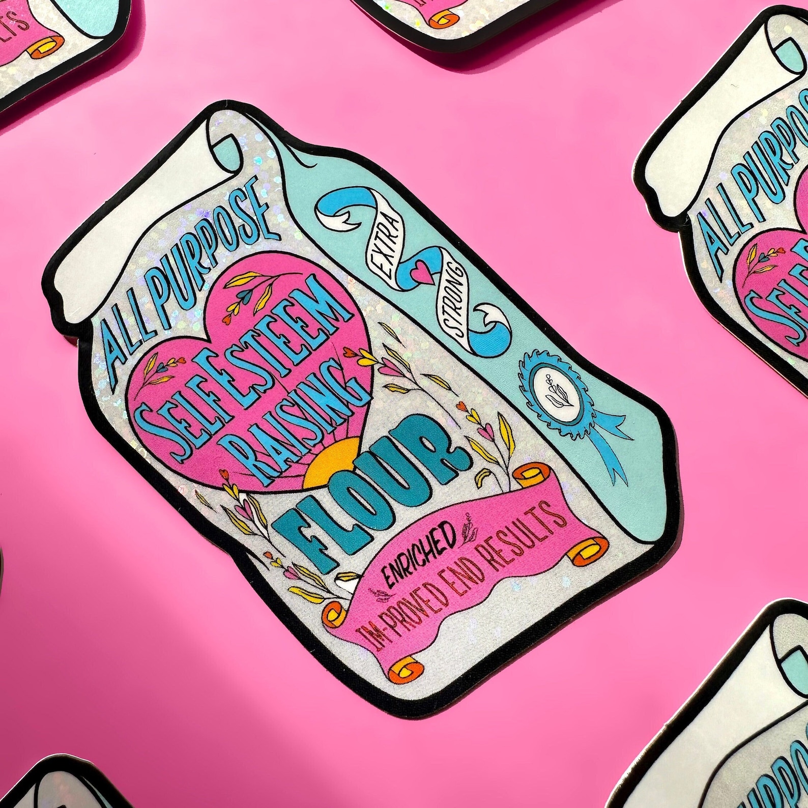 Holographic Self Esteem Raising Flour Sticker Mental Health Sticker ...