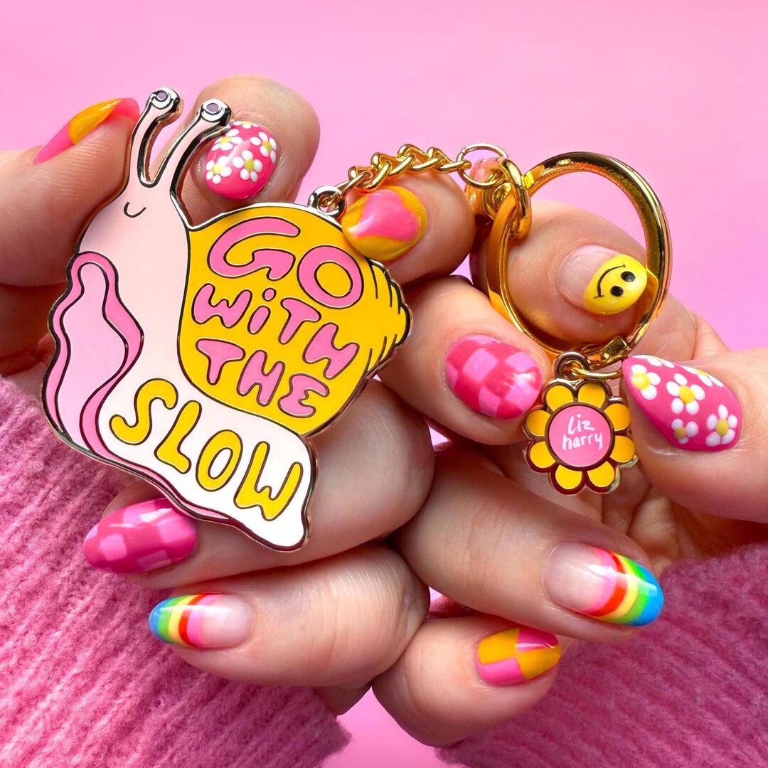 Go With the Slow Snail Keychain Gift - Mental Health Insect Nature ...
