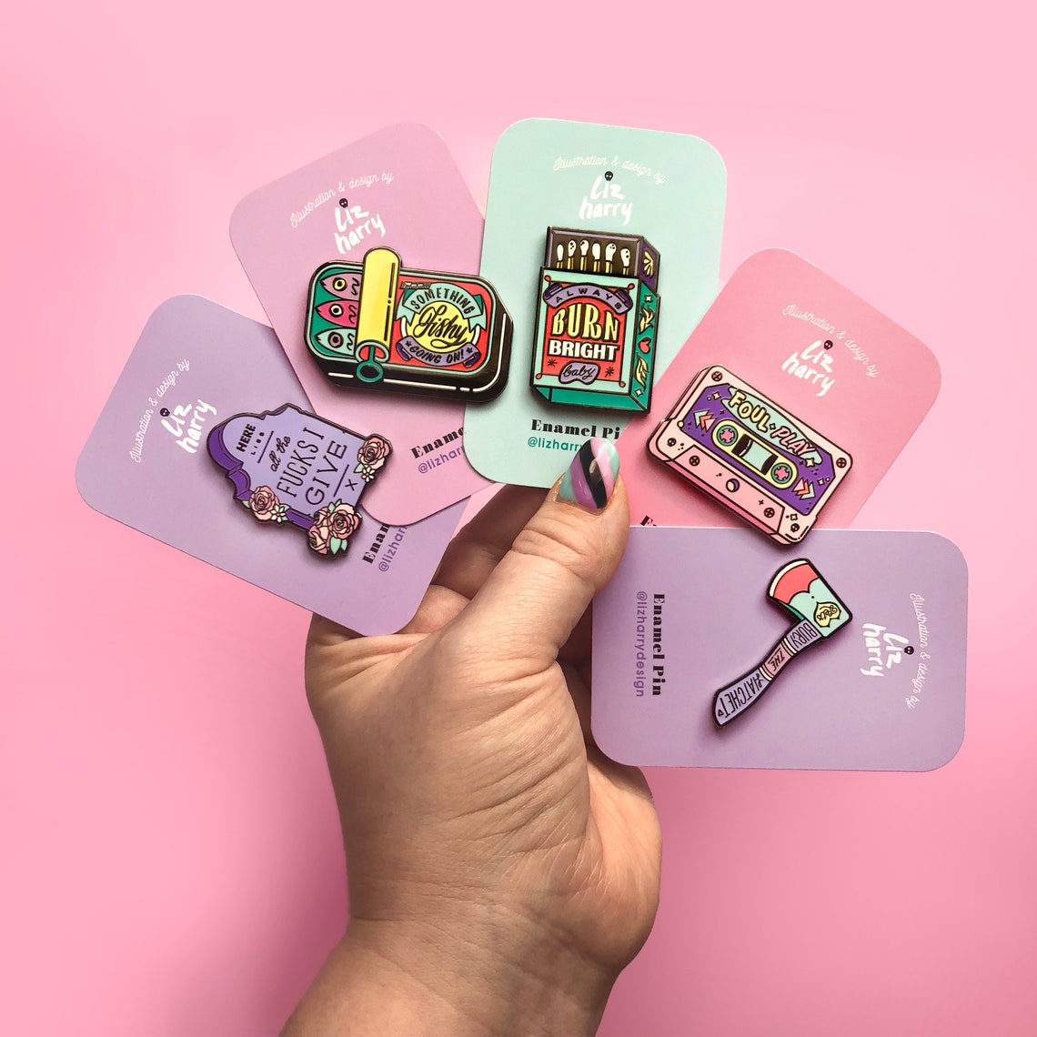 BLACK & GOLD Grave Pin Here Lies Pin Sweary Pin Pastel | Etsy