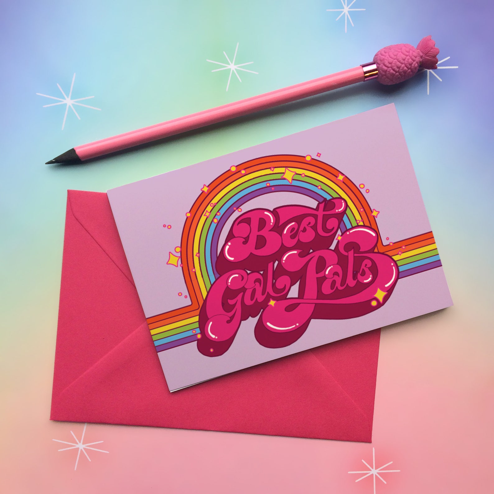 Best Gal Pals Card - Rainbow Typographic Galentine's Day Card - Etsy UK