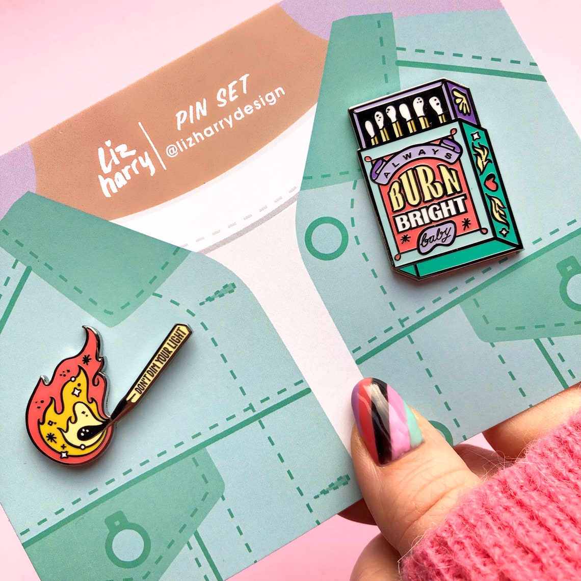 TEAL Match & Matchstick Enamel Pins Individually or as a Set - Matchbox ...