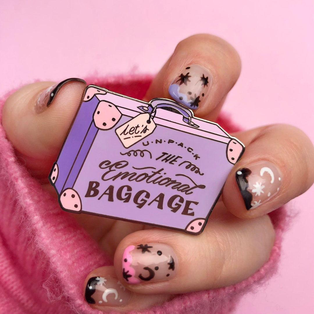 Emotional Baggage Suitcase Enamel Pin - Mental Health Pin - Retro ...