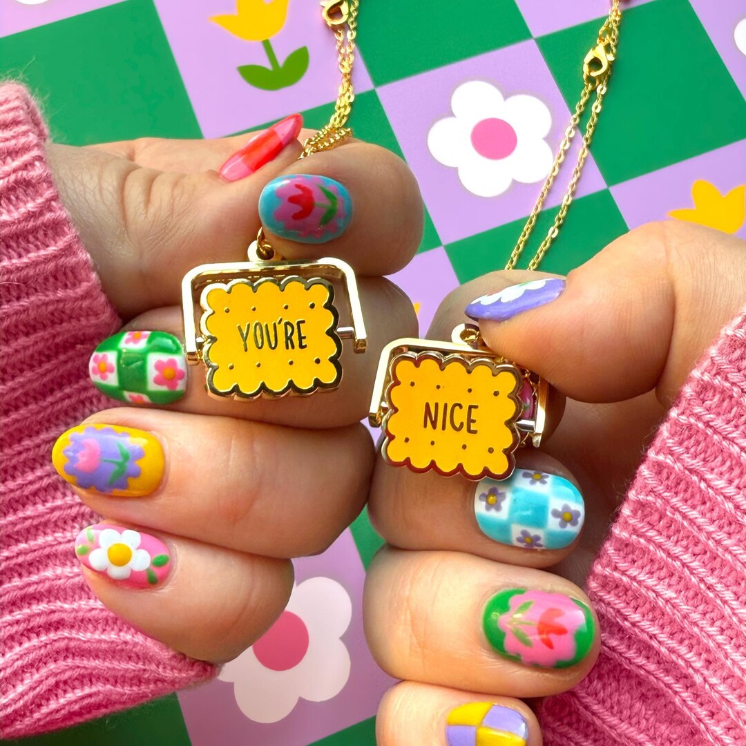 Nikki Mcwilliams X Liz Harry YOU'RE NICE Biscuit Enamel Fidget Necklace ...