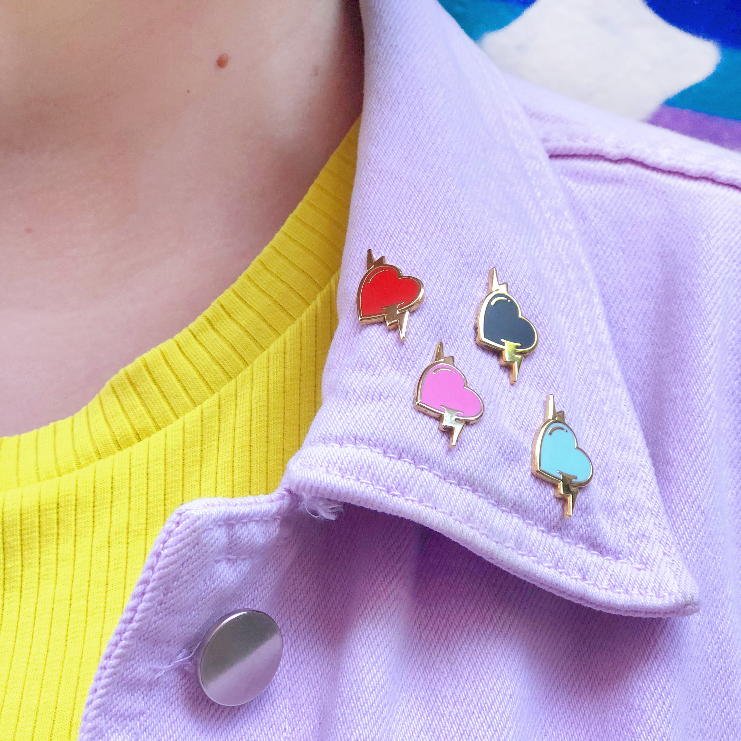 Heart Lapel Pin Set Electric Heart Pins Lapel Pins | Etsy