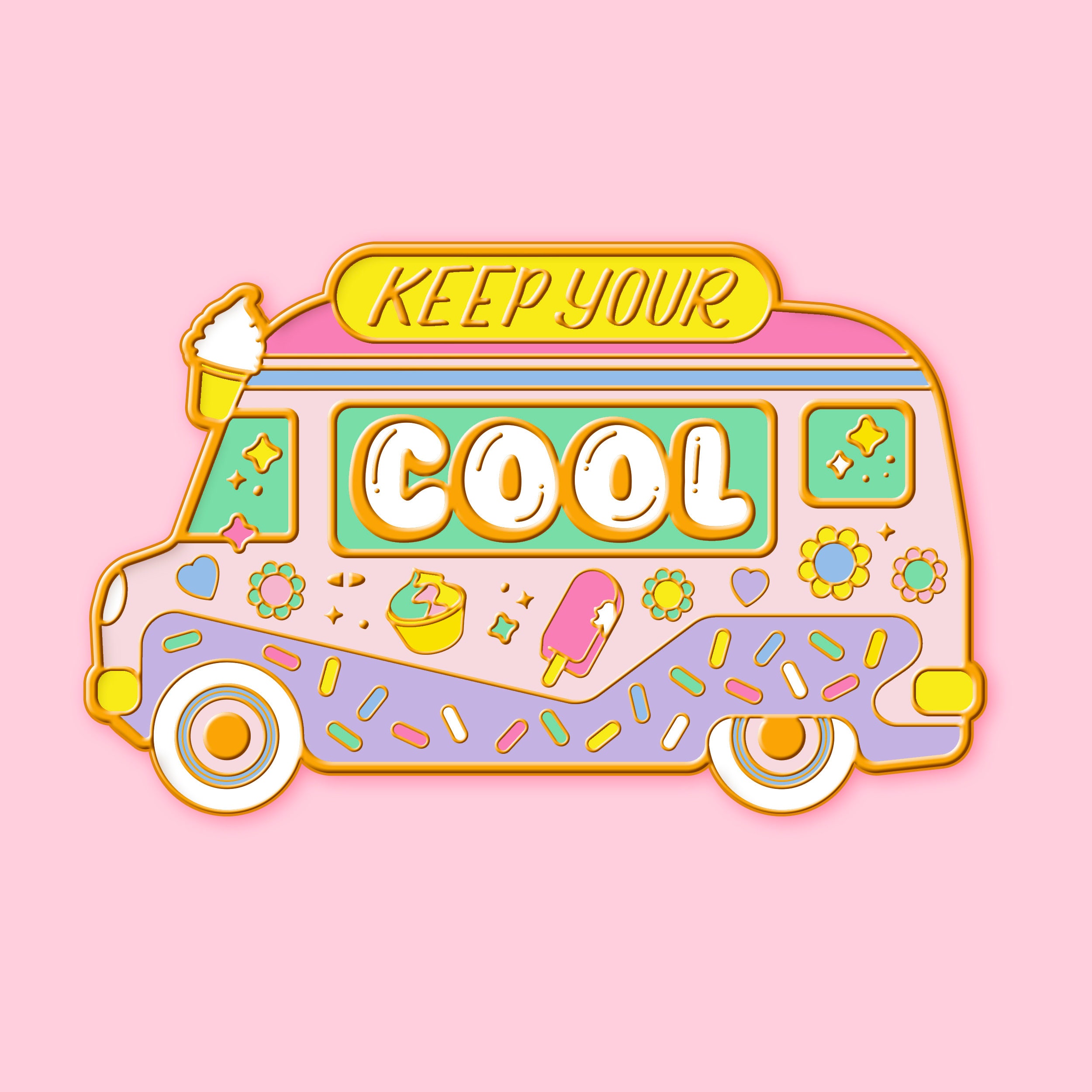 Keep Your Cool Enamel Pin Ice Cream Van Pin Mental Health | Etsy