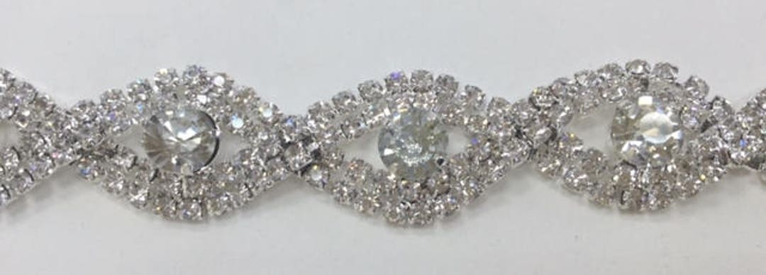 2 COLORS- High Quality Rhinestone Chain by the Yard- Glass Crystals ...