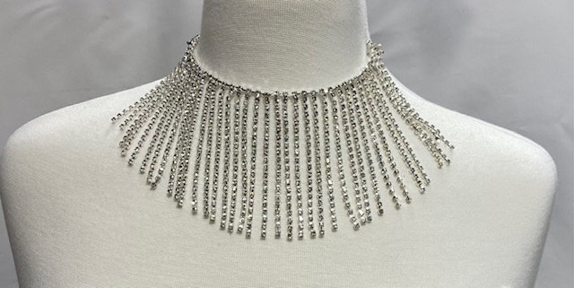 High Quality Rhinestone Chain Fringe by the Yard- Glass Crystals Trim ...