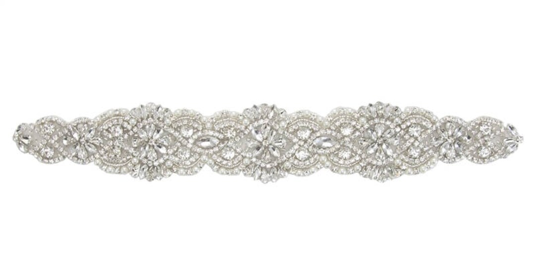 Apl-903-silver Hot Fix / Sew-on Crystal Rhinestone Applique With Clear ...
