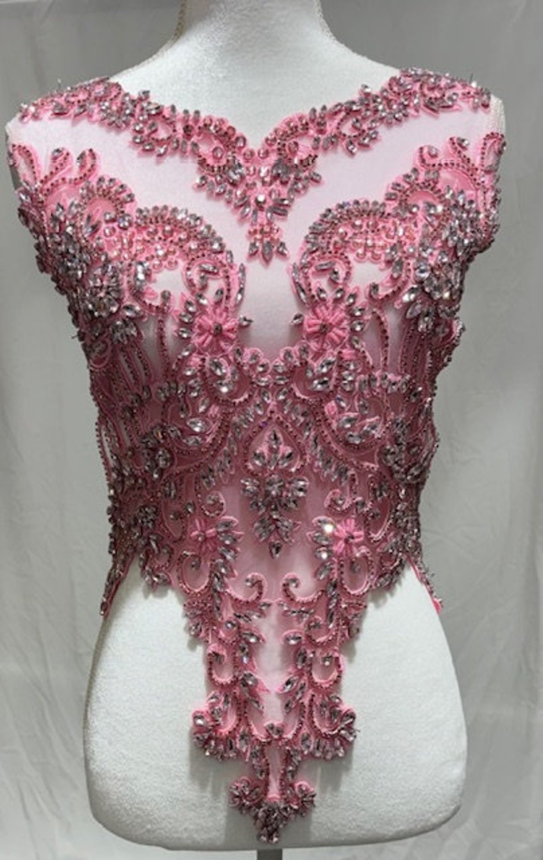 Crystal Rhinestone Bodice Applique With Beads and Embroidery on a ...