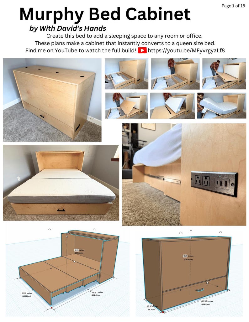Murphy Bed Cabinet PDF Plans, DIY Project - Etsy