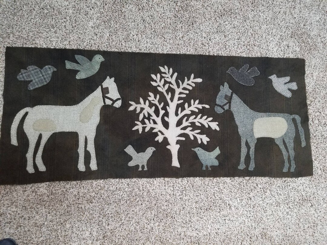 Wool Applique Pattern - Horses, Birds & Tree - Etsy