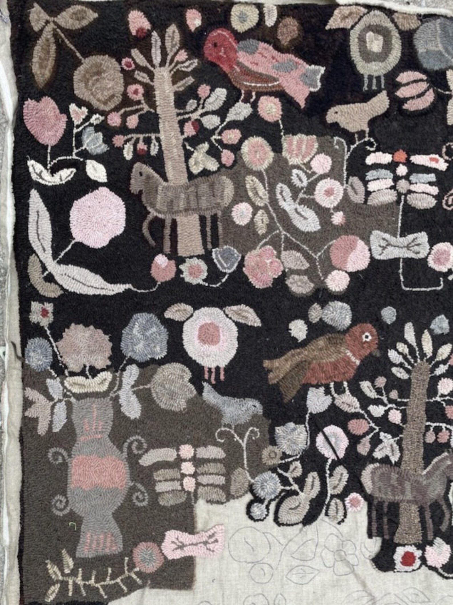 My Friend's Floral rug Hooking Pattern on Linen - Etsy