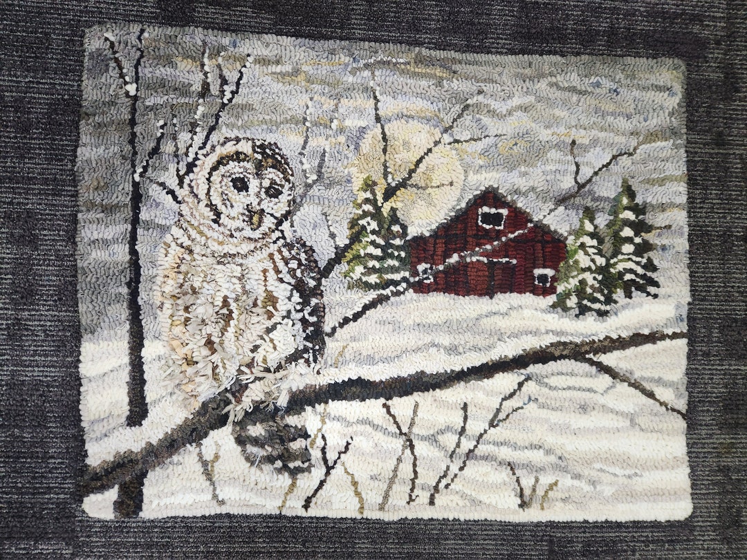 Barnyard Owl Rug Hooking Pattern on Linen 32" X 24" - Etsy