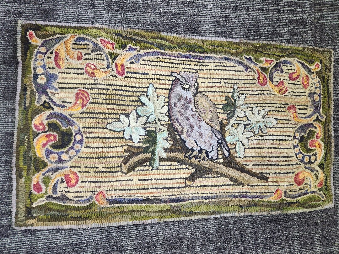 Antique Owl Rug Hooking Pattern on Linen 45 X 24 - Etsy