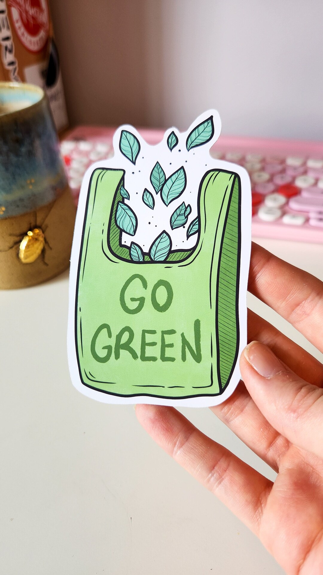 Go Green Reusable Bag Vinyl Sticker / Decal - Etsy