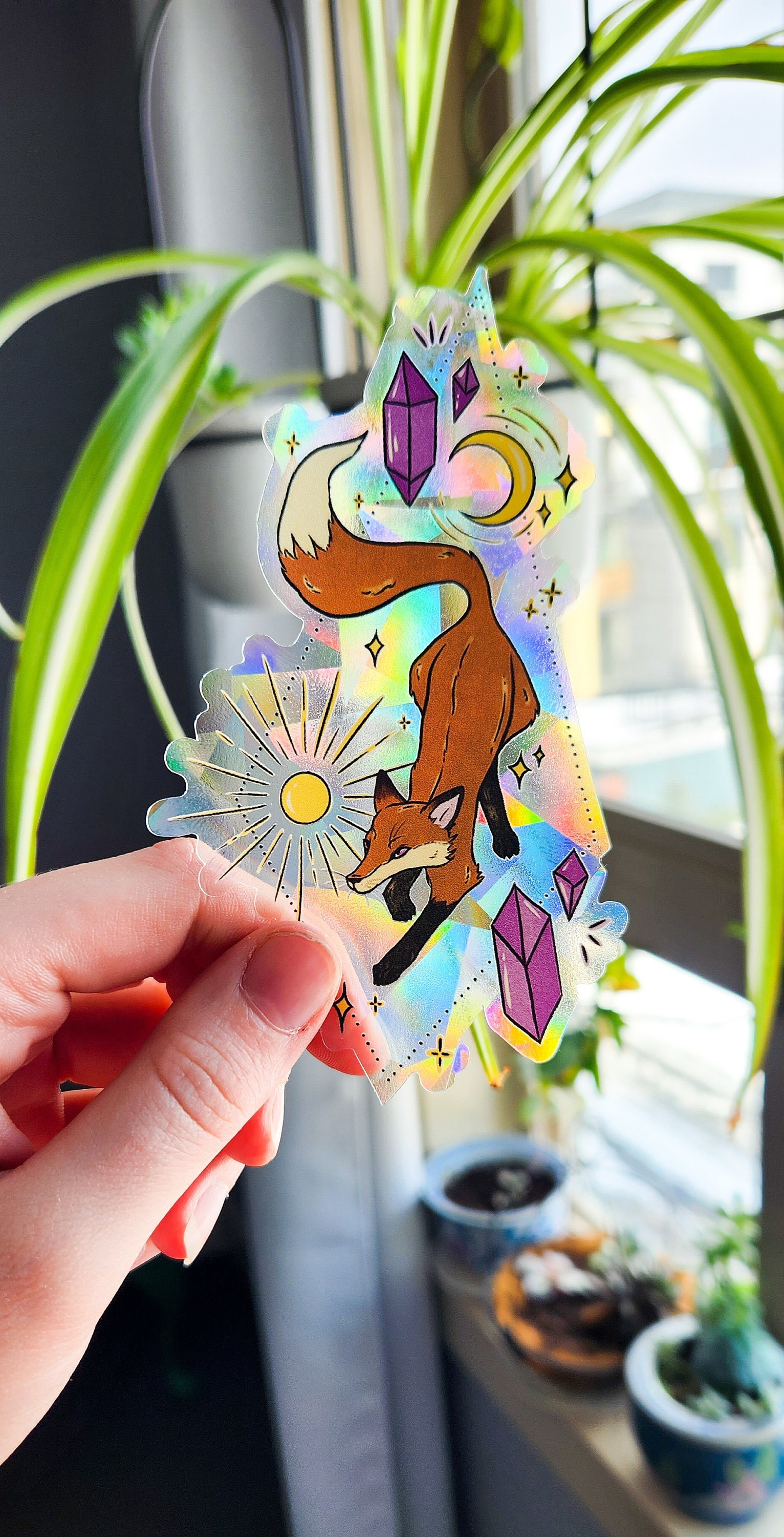 Mystic Fox Window Sun Catcher Sticker / Rainbow Maker - Etsy