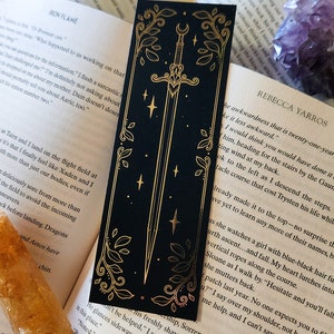 Whimsical Sword Gold Foil Bookmark - Etsy