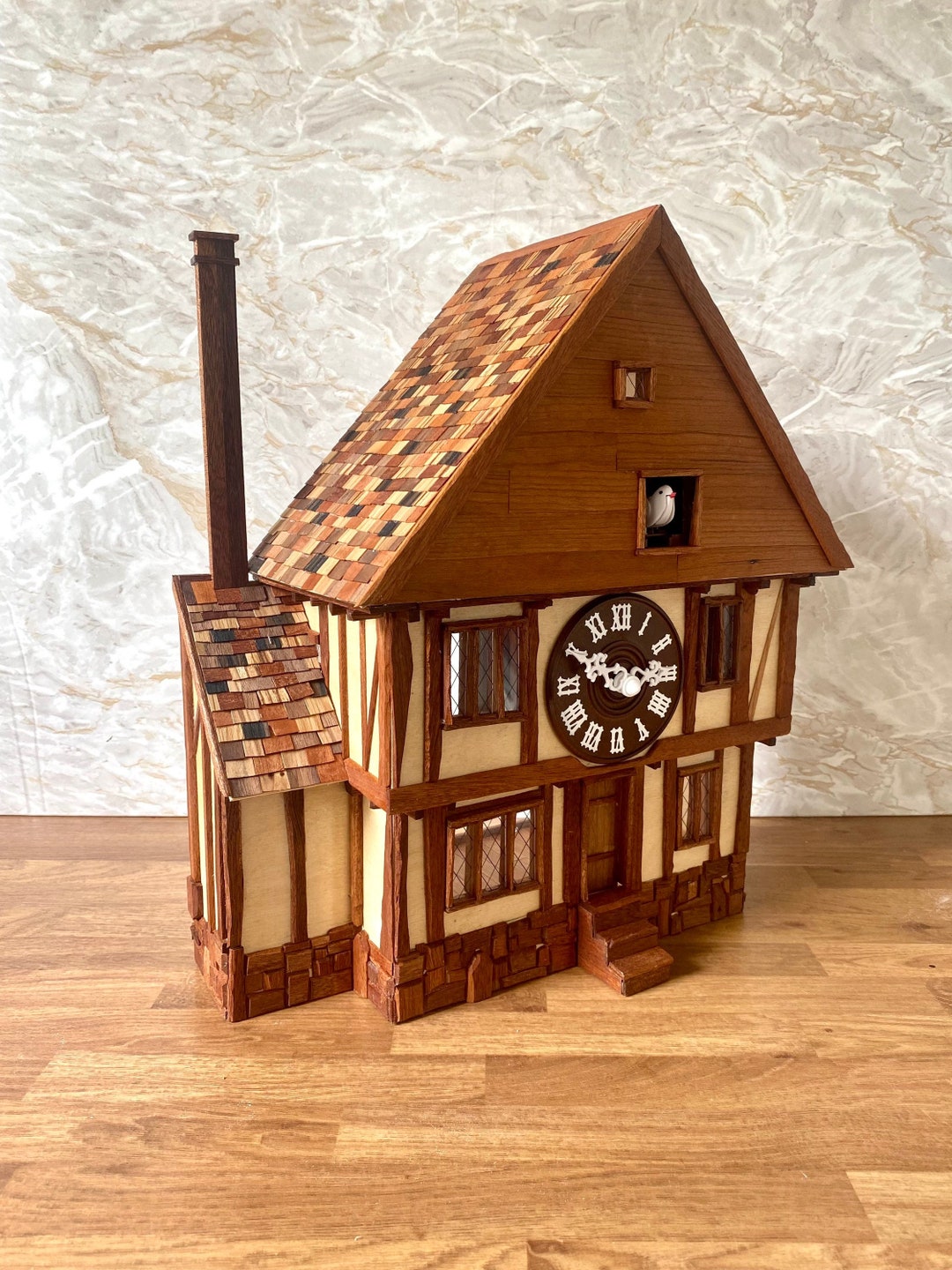 Handmade Wooden Witches' Cottage Quartz Cuckoo Mantle Clock / Gothic ...