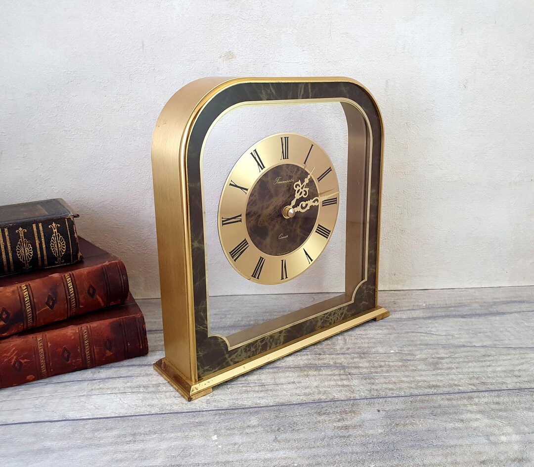 Refurbished Brass Arched See-through Shelf or Small Mantle Clock ...